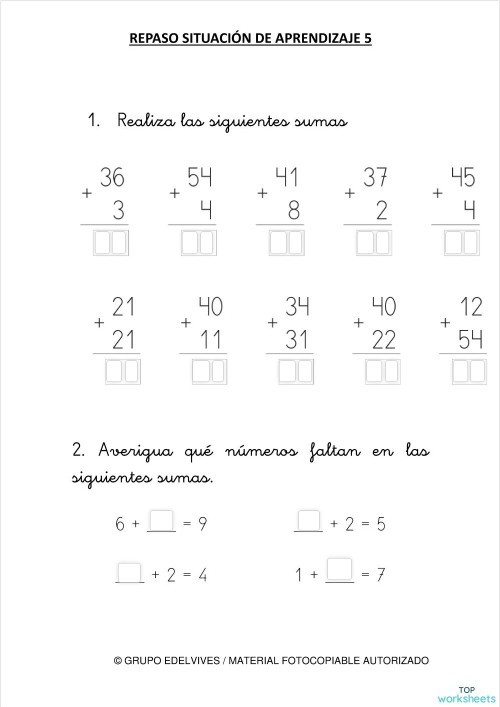 Repaso mate SA5. Ficha interactiva | TopWorksheets