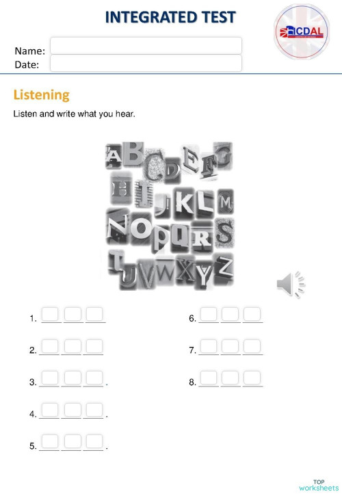February Integrated Test. Ficha interactiva | TopWorksheets