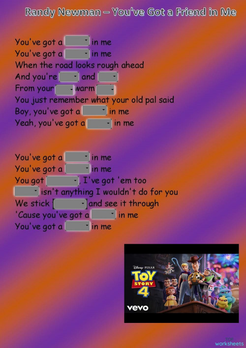 You've got a friend in me. Interactive worksheet | TopWorksheets