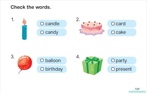 A birthday card. Interactive worksheet | TopWorksheets