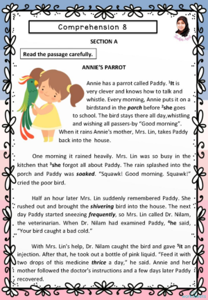 Comprehension 8 (5B). Interactive worksheet | TopWorksheets