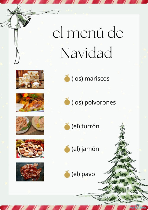 Menu de Navidad. Ficha interactiva | TopWorksheets