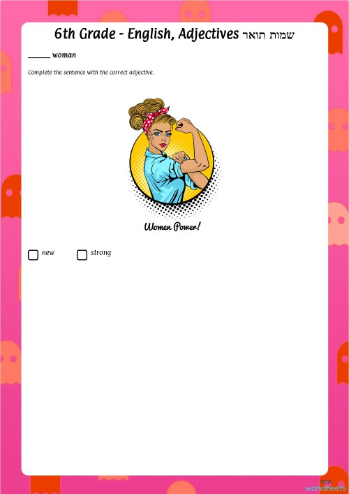 6th Grade - English, Adjectives שמות תואר. Interactive worksheet ...