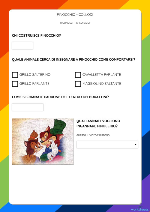 PINOCCHIO - COLLODI. Scheda interattiva | TopWorksheets