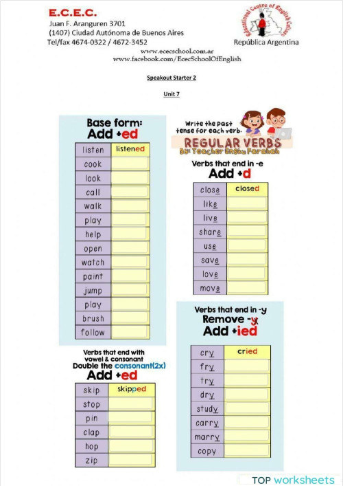 Regular verbs. Interactive worksheet | TopWorksheets