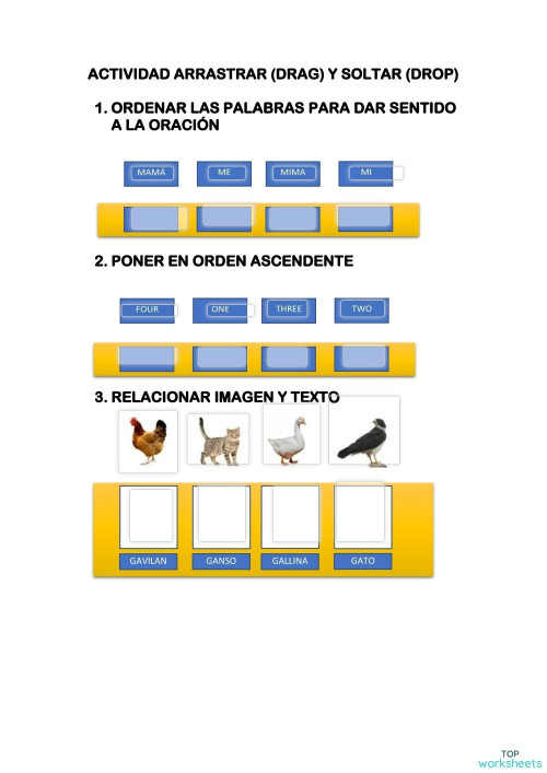 ACTIVIDAD ARRASTRAR. Ficha interactiva | TopWorksheets