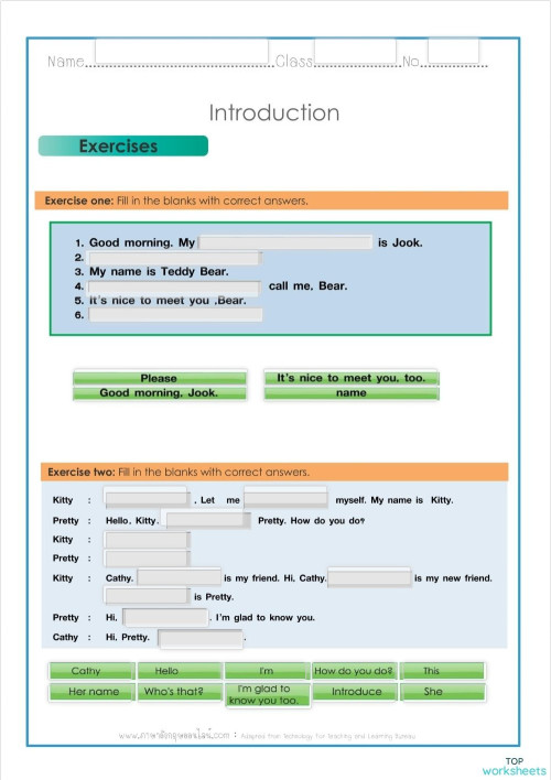 Ex1 Introduction. Interactive worksheet | TopWorksheets