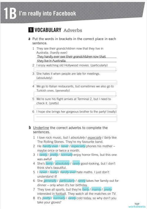 Interactive worksheets and online exercises in english | TopWorksheets