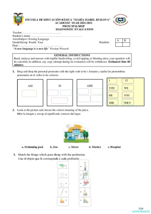 Diagnostic Evaluation 4th. Ficha interactiva | TopWorksheets