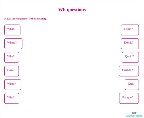 Wh questions. Interactive worksheet | TopWorksheets