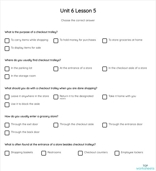 Unit 6 Lesson 5. Interactive worksheet | TopWorksheets