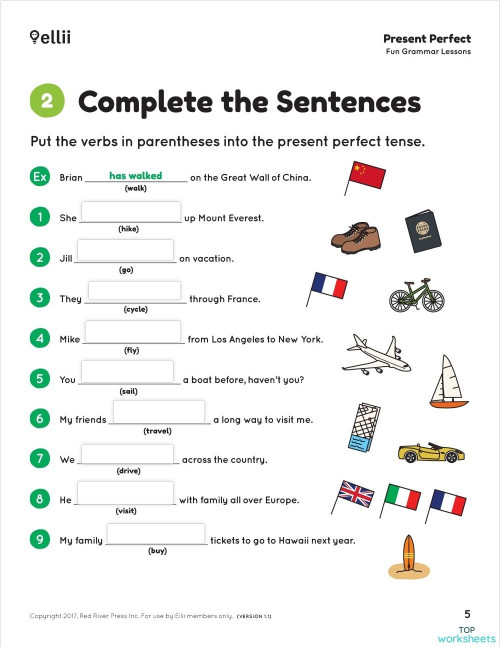 Present perfect- Complete the sentences. Interactive worksheet ...