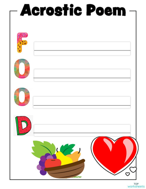 Acrostic Poem. Interactive worksheet | TopWorksheets