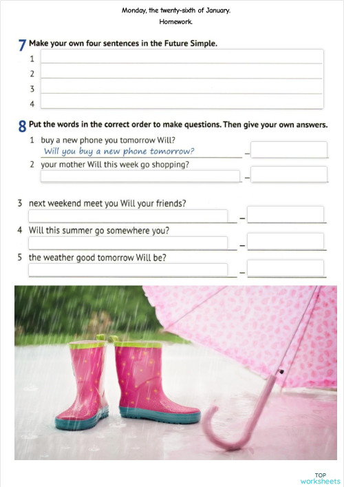 Form 5. Lessons 71-72. Grammar. Future Simple. Home Assignment ...