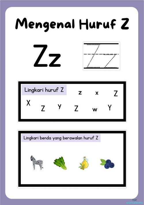 MENULIS HURUF Z. Interactive worksheet | TopWorksheets