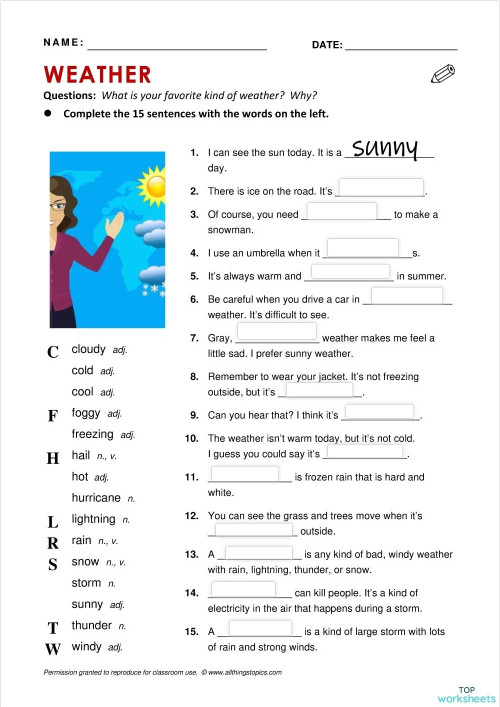 Weather vocabs. Interactive worksheet | TopWorksheets