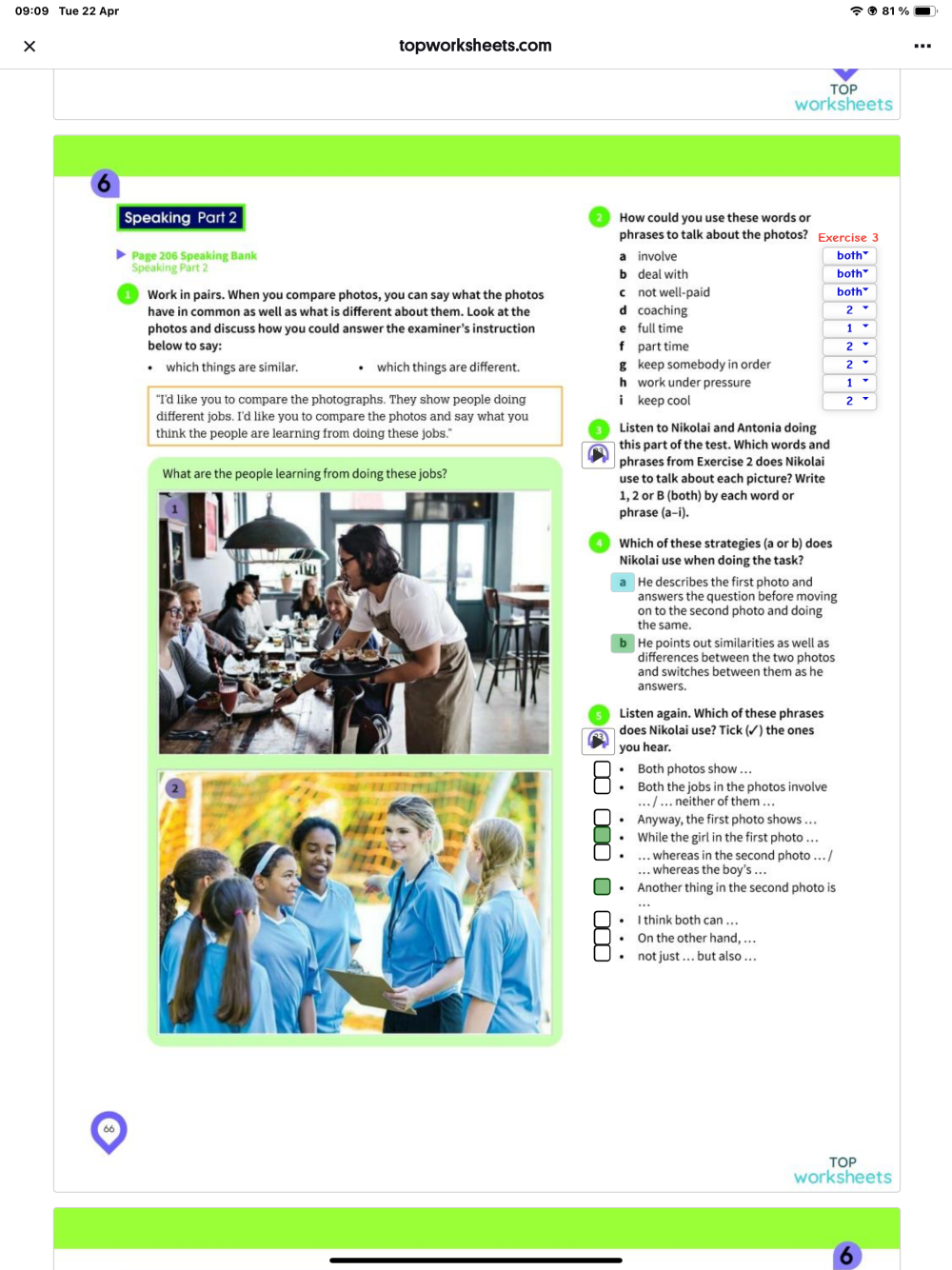 Correct answers showing on worksheet before completion | TopWorksheets