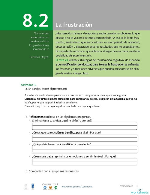 LA FRUSTRACION. Ficha interactiva | TopWorksheets
