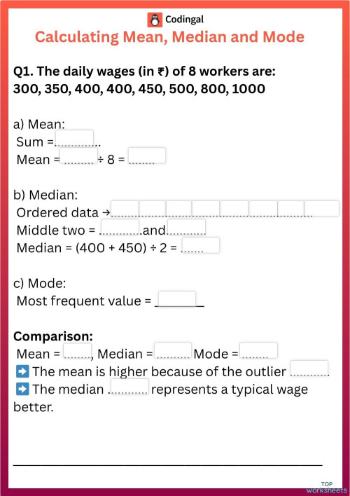 M_G07M17L60_WE01_Calculating_Mean,Median,and_Mode_5. Interactive worksheet | TopWorksheets