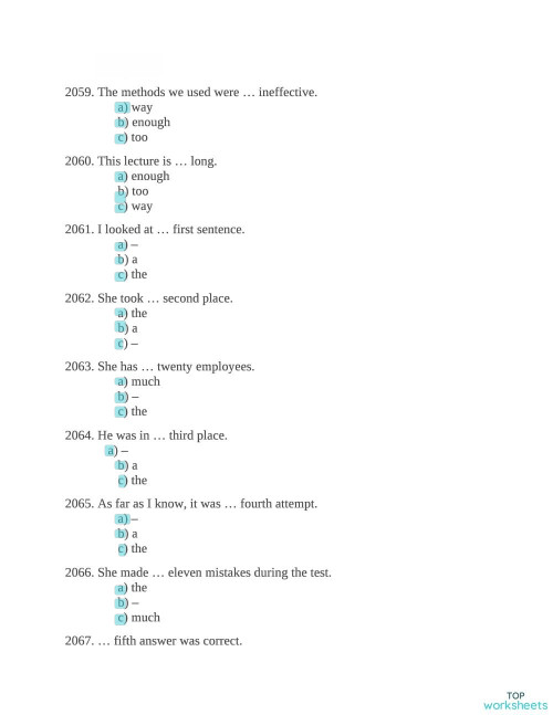 FINAL TEST SIX. Interactive worksheet | TopWorksheets