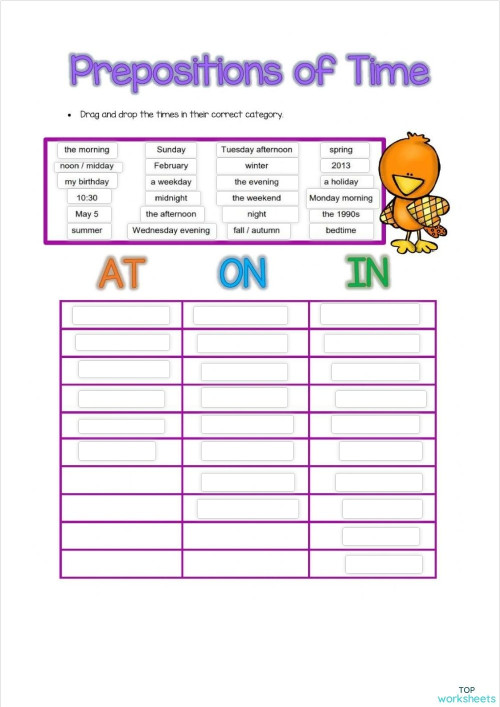 Prepositions and W questions. Interactive worksheet | TopWorksheets