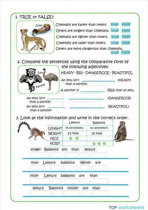 Comparatives. Interactive worksheet | TopWorksheets