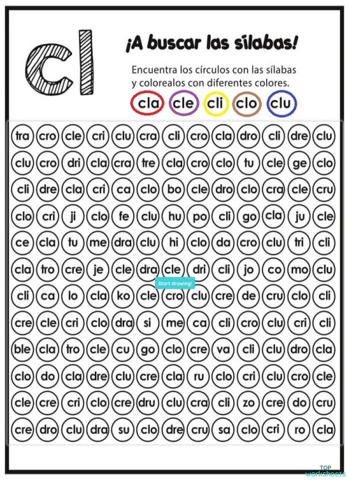 ENCUENTRA LOS CIRCULOS CON LAS SILABAS Y COLOREALOS CON LOS COLORES ...