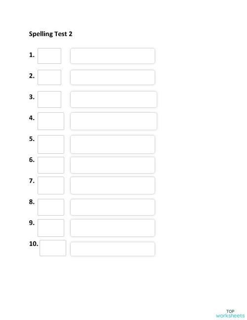 Spelling Test 2. Interactive worksheet | TopWorksheets
