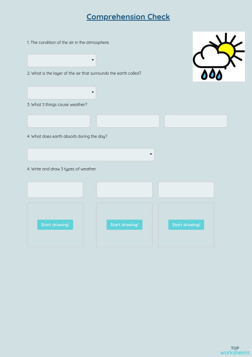 Weather Comprehension Check. Interactive worksheet | TopWorksheets