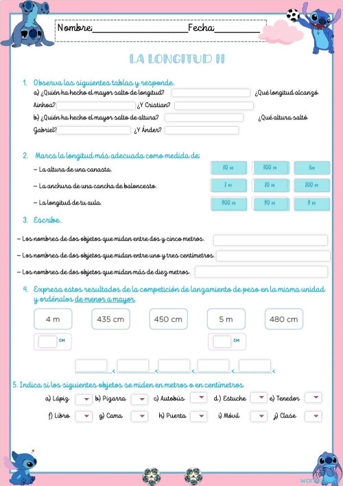 Medida De Longitud Ficha Interactiva