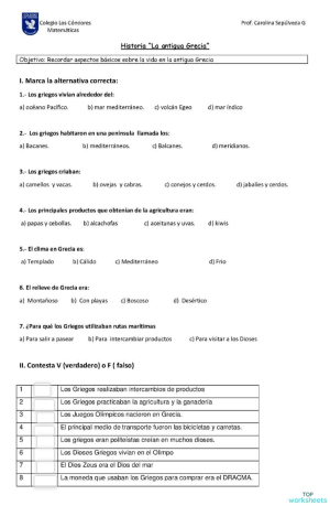 La antigua Grecia. Ficha interactiva | TopWorksheets