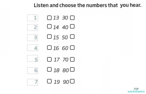 learn to listen to numbers. Interactive worksheet | TopWorksheets
