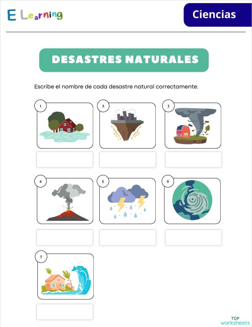 Desastres naturales. Ficha interactiva | TopWorksheets