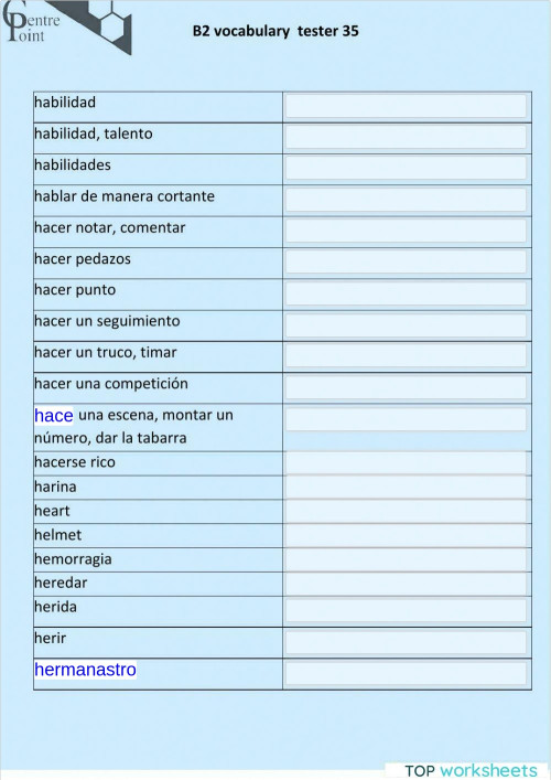 Vocabulario b2 - page 35. Interactive worksheet | TopWorksheets