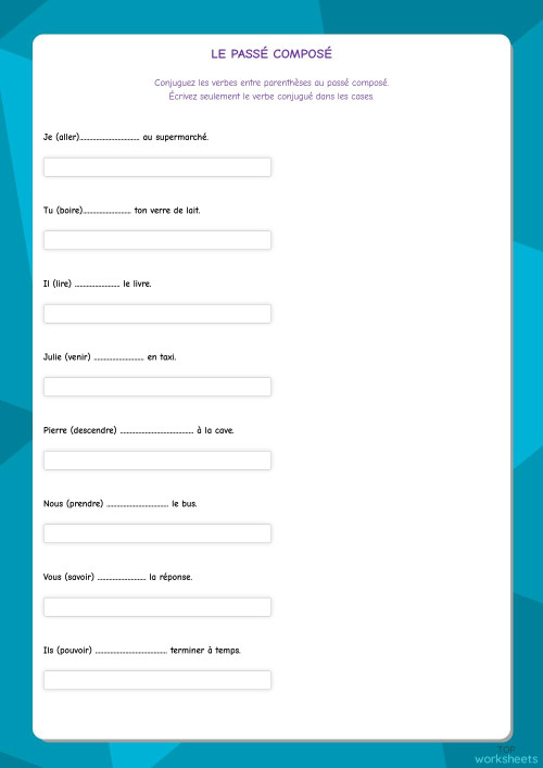 LE PASSÉ COMPOSÉ. Fiche interactive | TopWorksheets