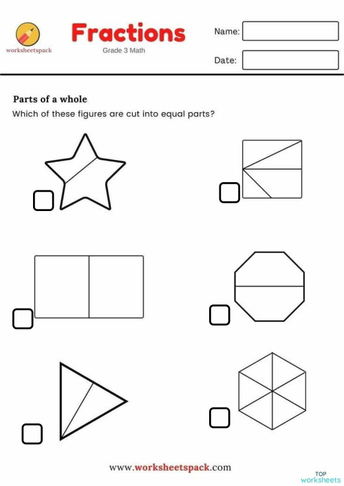 equall parts. Interactive worksheet | TopWorksheets