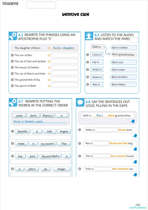 Genitive case#1. Interactive worksheet | TopWorksheets