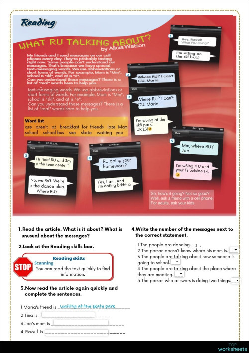 III.4 Reading: What are you talking about? (3rd). Interactive worksheet ...