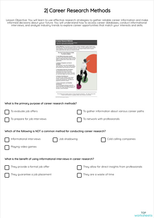 2| Career Research Methods. Interactive worksheet | TopWorksheets