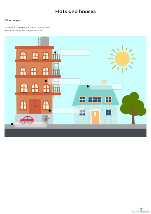Flats and houses. Interactive worksheet | TopWorksheets