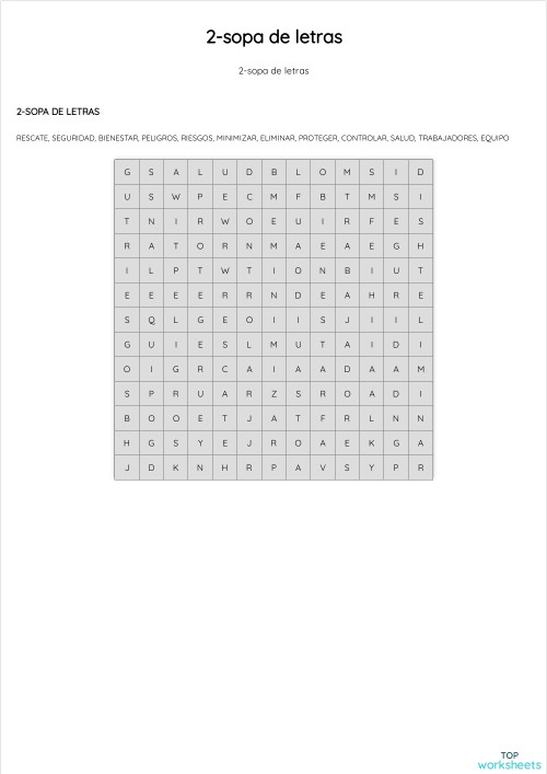 2-sopa de letras. Ficha interactiva | TopWorksheets