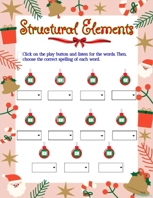 Structural Elements: Dropdown. Interactive worksheet | TopWorksheets