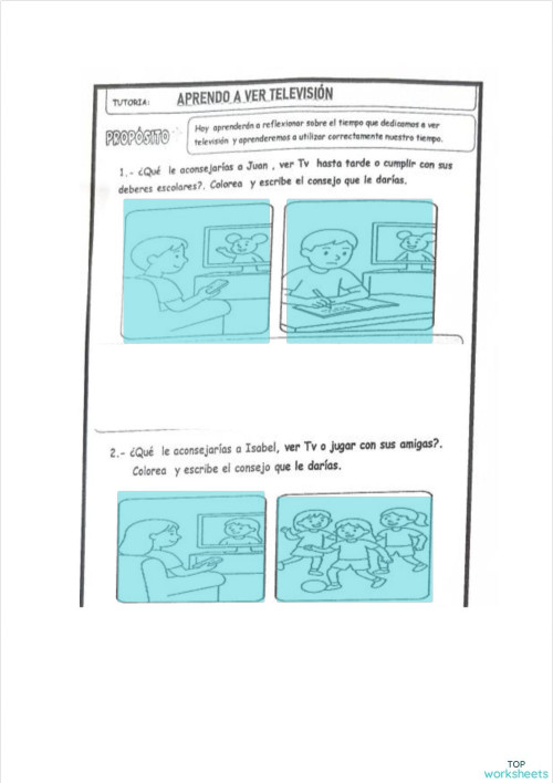 Aprendo a ver Tv. Ficha interactiva | TopWorksheets