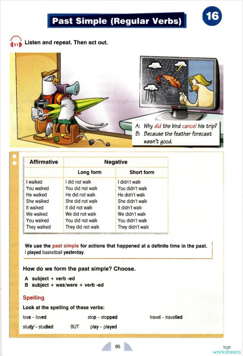 Tenses - Past simple - V (+). Interactive worksheet | TopWorksheets