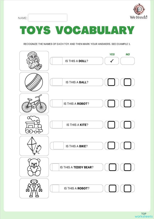 Toys Vocabulary. Interactive worksheet | TopWorksheets