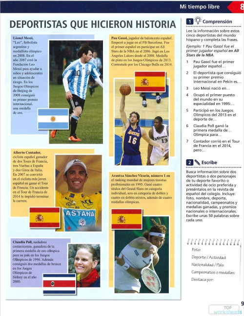 Mi tiempo libre 97. Ficha interactiva | TopWorksheets