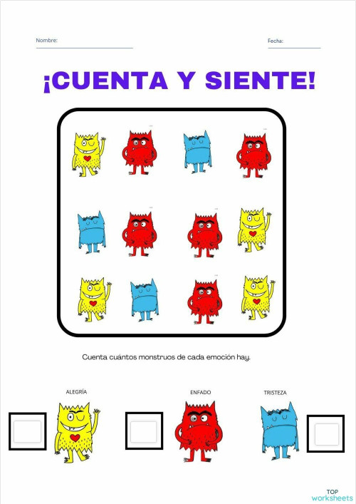 Conteo y las emociones: fichas interactivas y ejercicios online ...