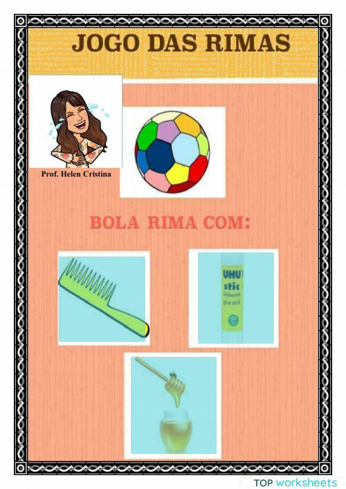 Jogo das rimas exercise. Ficha interativa | TopWorksheets
