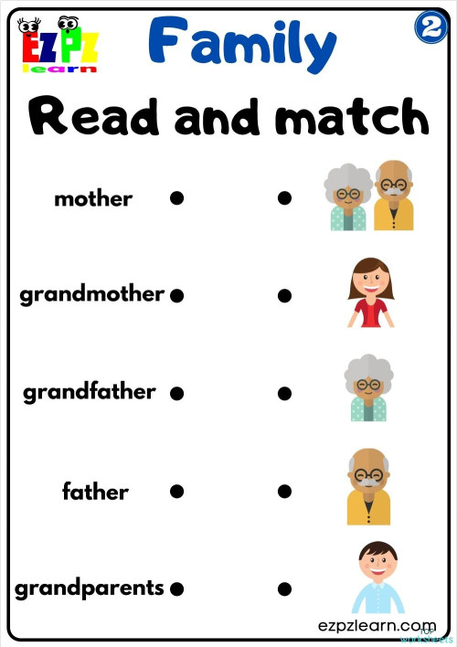 Match the family vocabulary. Interactive worksheet | TopWorksheets