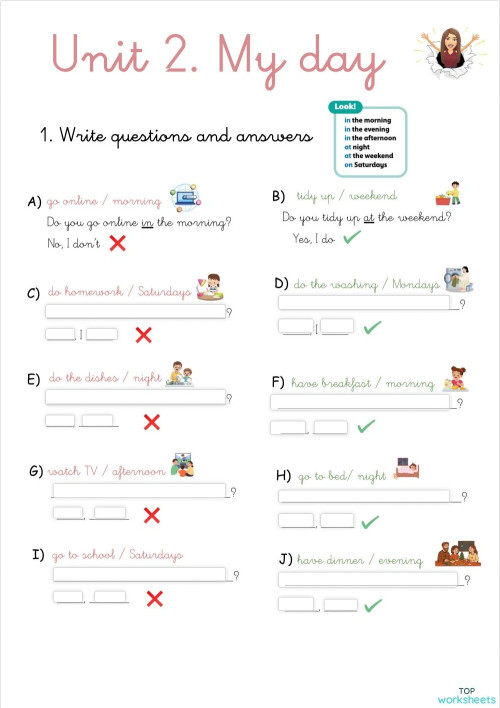 Unit 2. My day. Interactive worksheet | TopWorksheets